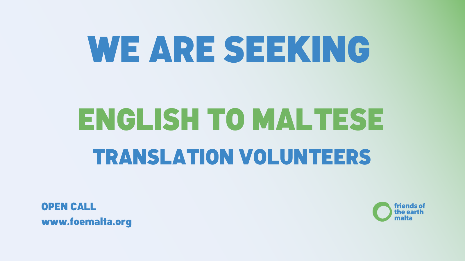 English to Maltese Translation Volunteers - Friends Of the Earth Malta